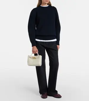 Bottega Veneta Andiamo Mini Leather Top-handle Bag - White