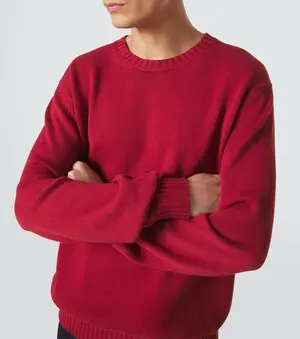 SAMAN AMEL Gio Cotton Crewneck Sweater - Red