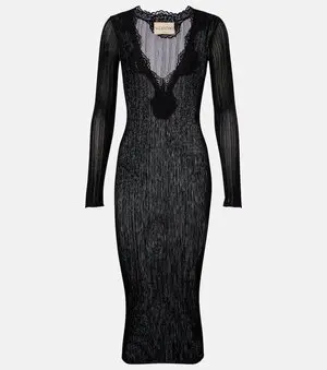 Valentino Garavani Ribbed-knit Midi Dress - Black