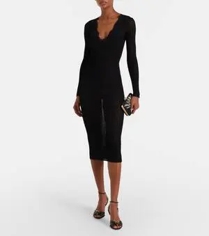 Valentino Garavani Ribbed-knit Midi Dress