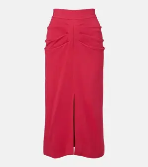 Valentino Garavani Gathered Crepe Pencil Skirt - Pink