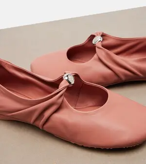 Loewe Pebble Leather Mary Jane Flats - Pink