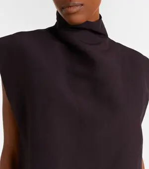 Alaïa Poplin Turtleneck Top - Brown