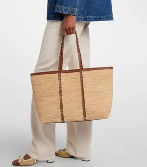 Valentino Garavani Rockstud Large Raffia Tote Bag