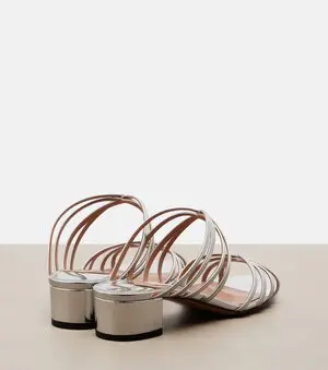 AQUAZZURA Mirrored Leather Mules
