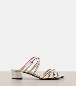 AQUAZZURA Mirrored Leather Mules