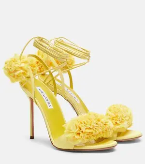 AQUAZZURA Cherry Kiss Applique Sandals - Yellow