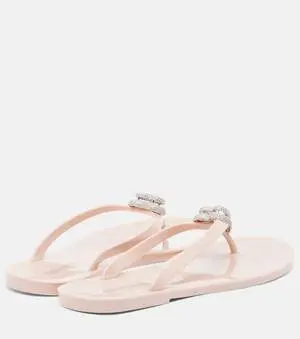 Mach & Mach Riviera Embellished Thong Sandals - Pink