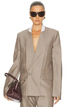 Victoria Beckham Collarless Virgin Wool Jacket
