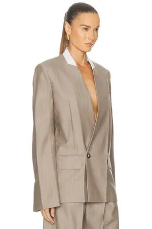 Victoria Beckham Collarless Virgin Wool Jacket
