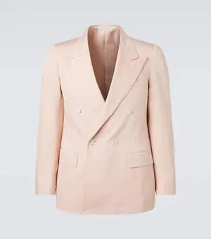 UMIT BENAN Richard Double-breasted Silk Blazer Pink