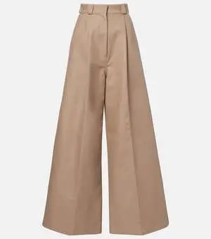 Balenciaga Cotton Gabardine Wide-leg Pants - Beige