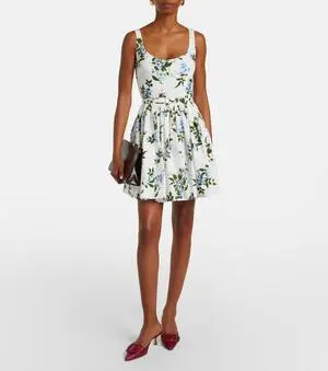 EMILIA WICKSTEAD Eglantine Floral Belted Cotton Minidress - White
