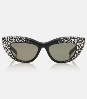 Gucci Double G Embellished Cat-Eye Sunglasses Black