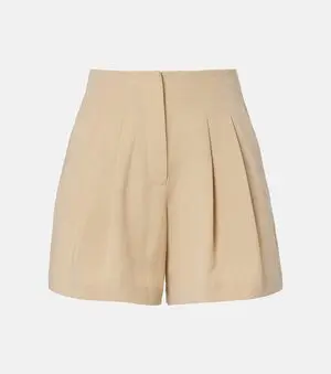 Veronica Beard Gables Pleated Shorts Beige