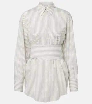 RÓHE Belted Striped Silk And Cotton Shirt - White
