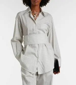 RÓHE Belted Striped Silk And Cotton Shirt