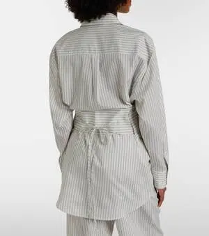 RÓHE Belted Striped Silk And Cotton Shirt