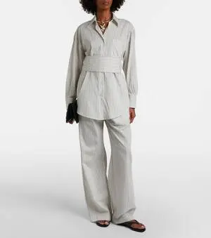 RÓHE Belted Striped Silk And Cotton Shirt