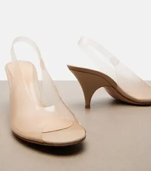 GIANVITO ROSSI Leather-trimmed Slingback Sandals - Beige