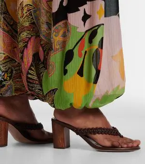 GIANVITO ROSSI Braided Leather Thong Heeled Sandals - Brown