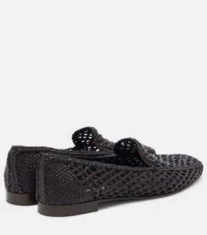 Le Monde Beryl Soft Woven Leather Slip-on Shoes - Black