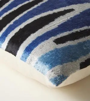 LES-OTTOMANS Striped Cotton And Silk Velvet Cushion
