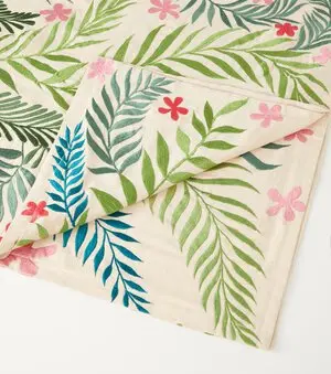 LES-OTTOMANS Embroidered Cotton Tablecloth - Multicoloured