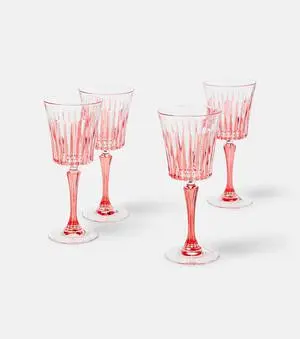 LES-OTTOMANS Set Of 4 Striped Crystal Wine Glasses - Red