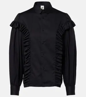 Noir Kei Ninomiya Ruffled Cotton Shirt - Black