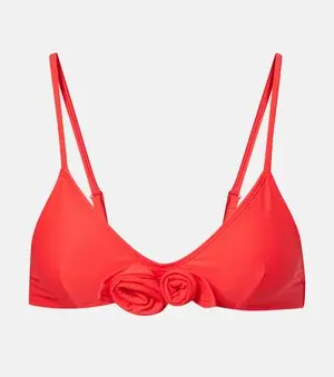 Coperni Floral Appliqué Bikini Top - Red