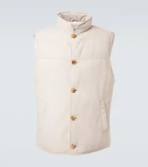 Brunello Cucinelli Suede Down Vest Beige
