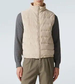 Brunello Cucinelli Suede Down Vest - Brown