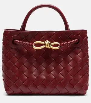 Bottega Veneta Andiamo Mini Woven Leather Bag - Red