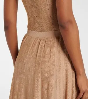 Zimmermann Aster Pointelle Lamé Maxi Skirt - Brown