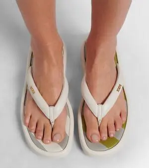 TOD'S Striped Leather Thong Sandals