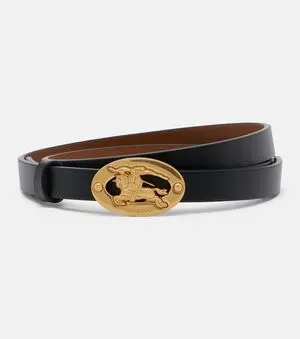Burberry Leather Belt With Gold-tone Hardware - Black