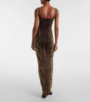 Alex Perry Leopard-print Mesh Gown