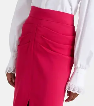 Valentino Garavani Gathered Crêpe Pencil Skirt - Pink