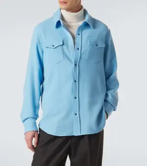 GOD'S TRUE CASHMERE Lagoon Cashmere Shirt With Lapis Lazuli - Blue
