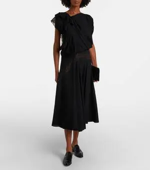 Junya Watanabe Asymmetric Lace-trimmed Midi Dress