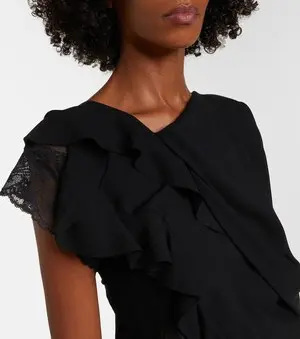 Junya Watanabe Asymmetric Lace-trimmed Midi Dress