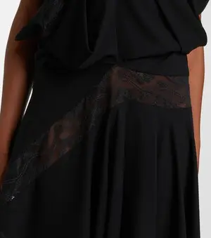 Junya Watanabe Asymmetric Lace-trimmed Midi Dress