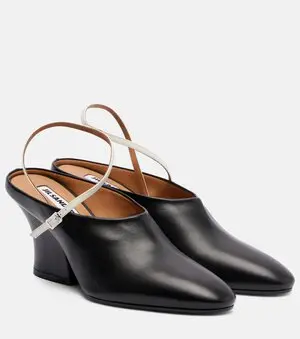 JIL SANDER Leather Mules - Black