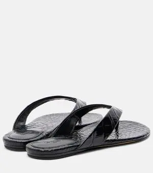 Le Monde Beryl Croc-effect Leather Thong Sandals - Black