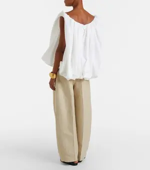 Jacquemus Ovalo Cotton And Linen Barrel-leg Pants - Beige