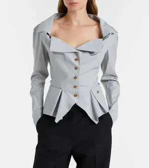 VIVIENNE WESTWOOD Monday Pinstripe Peplum Cotton Shirt