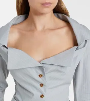VIVIENNE WESTWOOD Monday Pinstripe Peplum Cotton Shirt