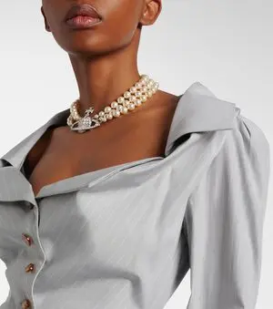 VIVIENNE WESTWOOD Monday Pinstripe Peplum Cotton Shirt