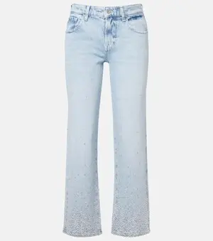 7 For All Mankind Calie Embellished Straight Jeans - Blue